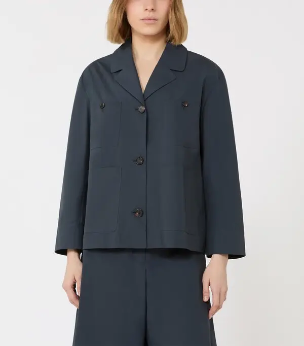 Max Mara Cotton Shacket With Pockets - Blue