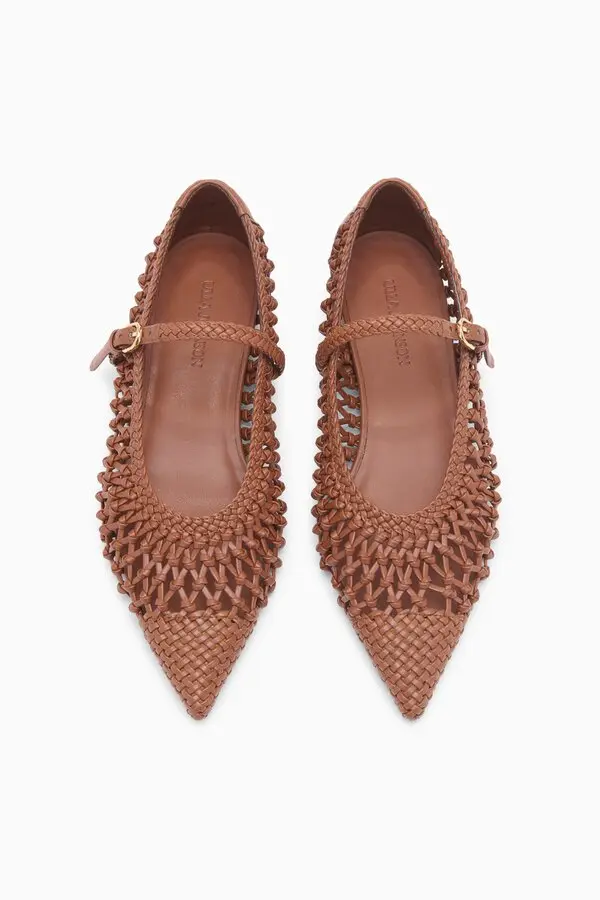 Ulla Johnson Gracie Hand-knotted Ballet Flats - Chestnut