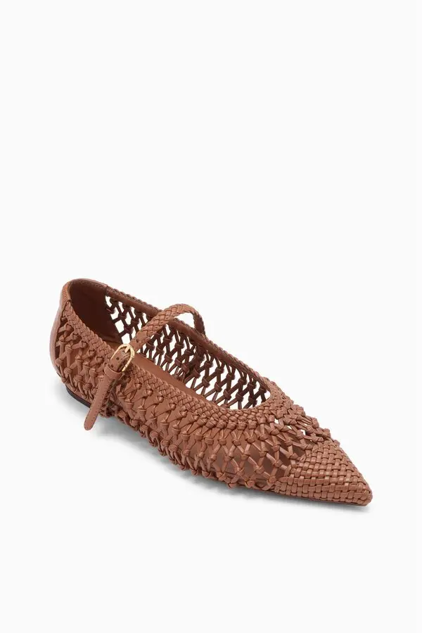 Ulla Johnson Gracie Hand Knotted Ballet Flat - Chestnut