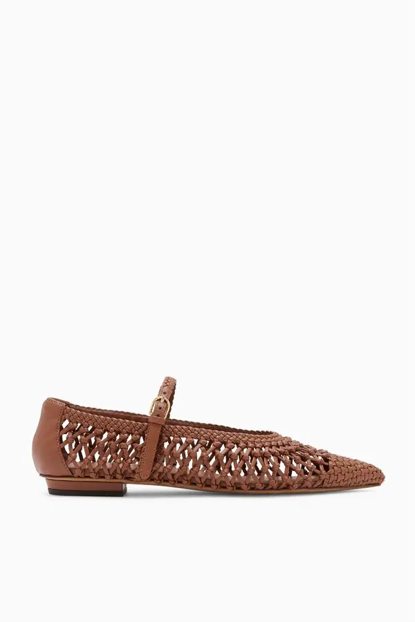 Ulla Johnson Gracie Hand Knotted Ballet Flat - Chestnut