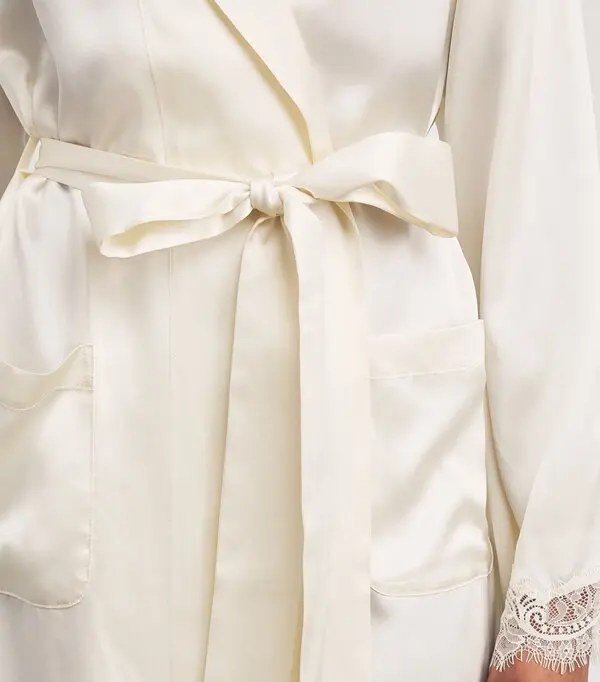 Harrods Silk Lace-trim Short Night Robe