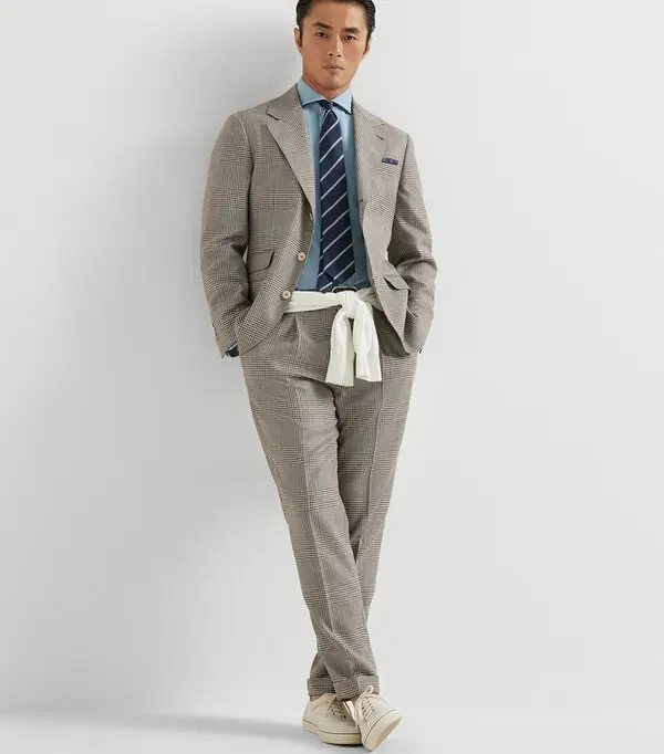 Brunello Cucinelli Virgin Wool-blend Prince Of Wales 2-piece Suit - Brown
