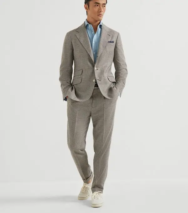 Brunello Cucinelli Virgin Wool-blend Prince Of Wales 2-piece Suit - Brown