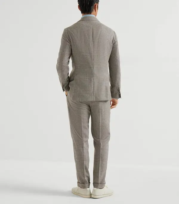 Brunello Cucinelli Virgin Wool-blend Prince Of Wales 2-piece Suit - Brown