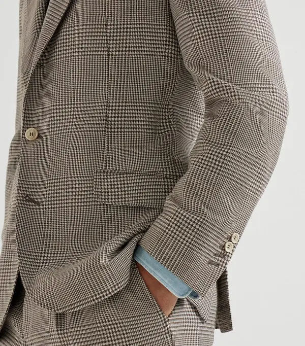 Brunello Cucinelli Virgin Wool-blend Prince Of Wales 2-piece Suit - Brown
