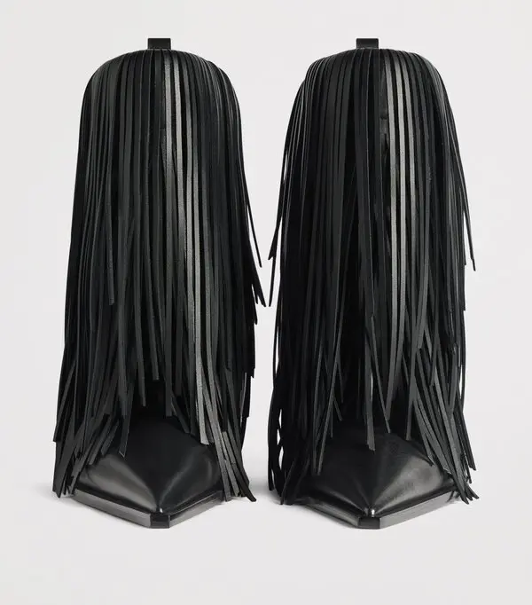 Balenciaga Calfskin Avenue Fringed Heeled Boots 90
