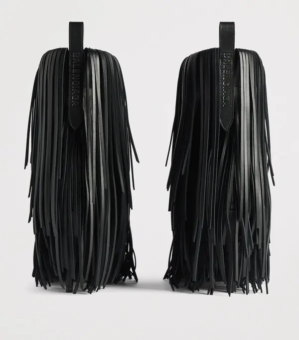 Balenciaga Calfskin Avenue Fringed Heeled Boots 90