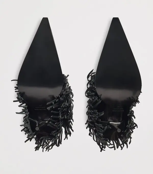 Balenciaga Calfskin Avenue Fringed Heeled Boots 90