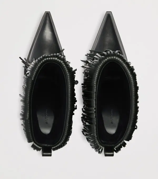 Balenciaga Calfskin Avenue Fringed Heeled Boots 90