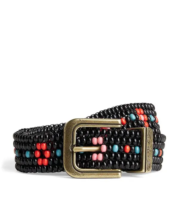 Etro Beaded Floral Belt - Black