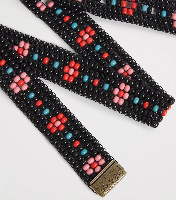 Etro Beaded Floral Belt - Black