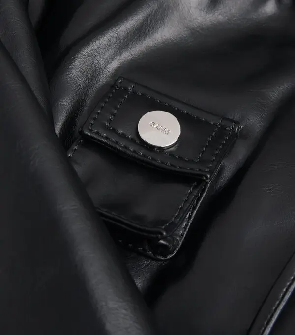 GANNI Recycled Leather Ruffled-collar Jacket