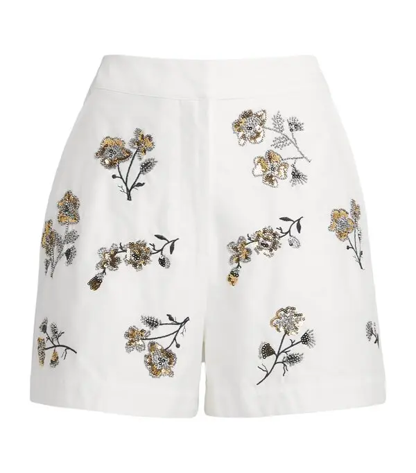 Claudie Pierlot Cotton Embellished Shorts - White