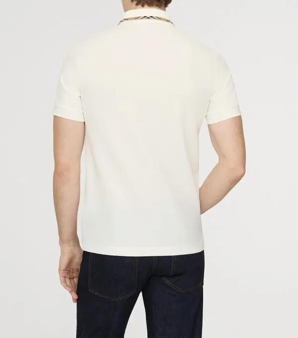 Burberry Cotton Check-trim Polo Shirt - White