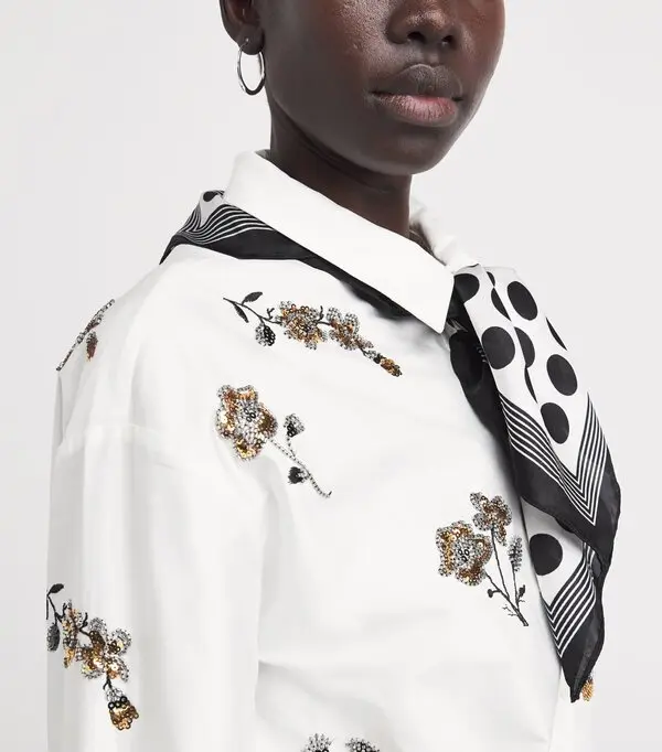 Claudie Pierlot Floral Embellished Cotton Shirt