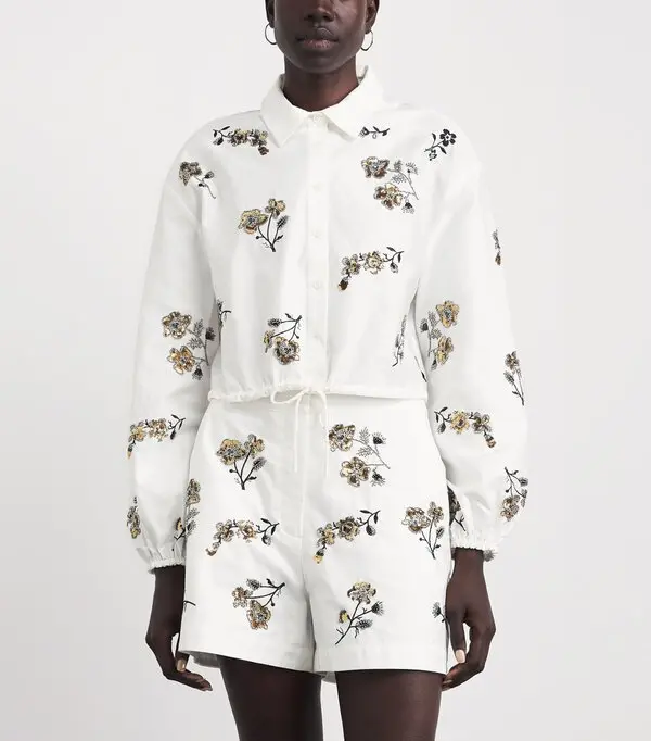 Claudie Pierlot Floral Embellished Cotton Shirt
