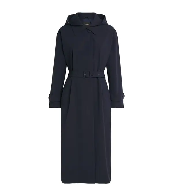 Maje Rhinestone-studded Trench Coat - Blue