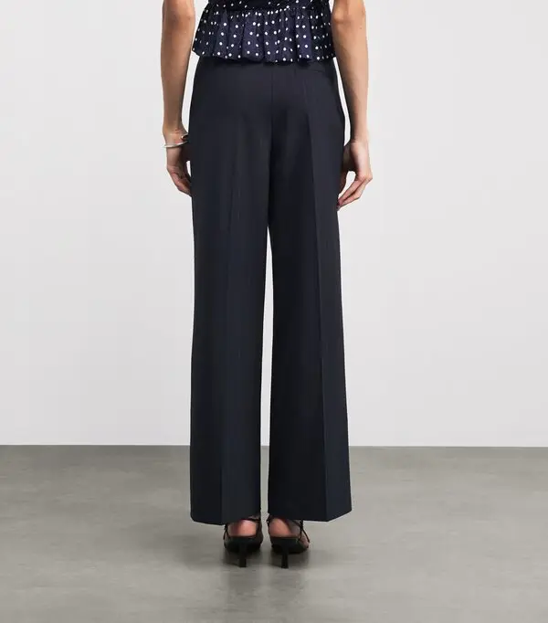 Maje Wool-blend Pinstripe Wide-leg Trousers - Blue
