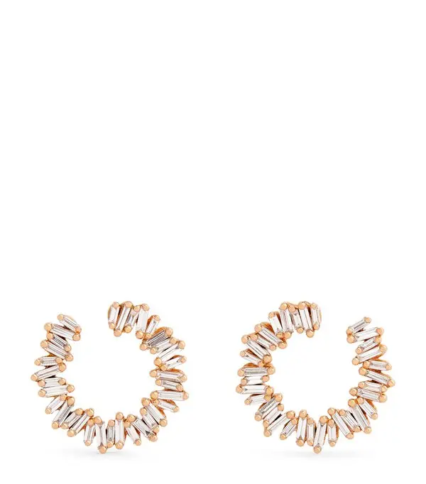 SUZANNE KALAN Classic Diamond Mini Hoop Earrings - Rose Gold