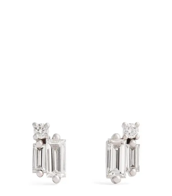SUZANNE KALAN Gold And Diamond Bold Burst Stud Earrings - White