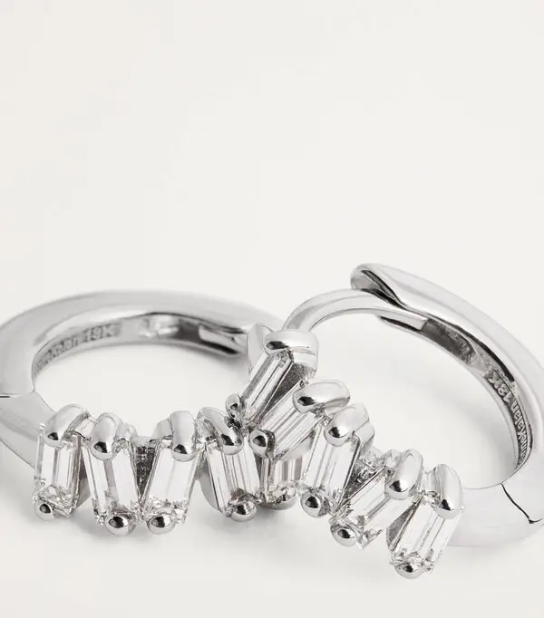 SUZANNE KALAN Gold And Diamond Bold Huggie Earrings - White