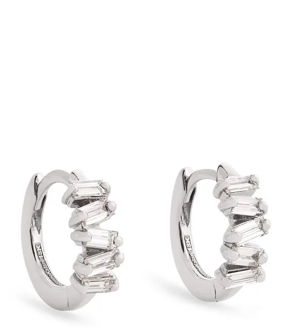 SUZANNE KALAN Gold And Diamond Bold Huggie Earrings - White