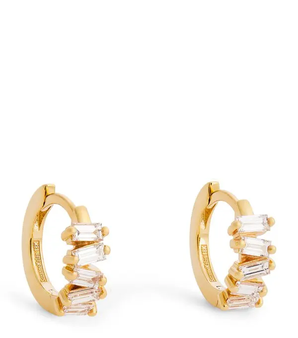 SUZANNE KALAN Yellow And Diamond Bold Huggie Earrings - Gold