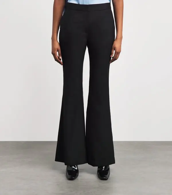 LAURA PITHARAS Wool Flared Suit Trousers