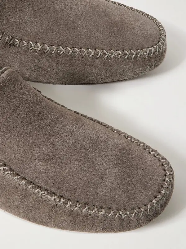 Thom Sweeney Cashmere-lined Suede Slippers - Brown