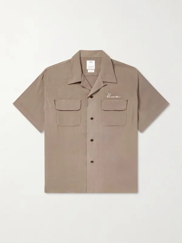 Visvim Judo Convertible-collar Logo-embroidered Woven Shirt - Brown