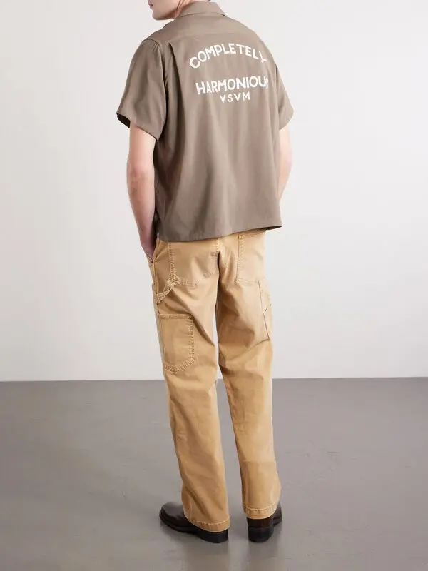 Visvim Judo Convertible-collar Logo-embroidered Woven Shirt - Brown