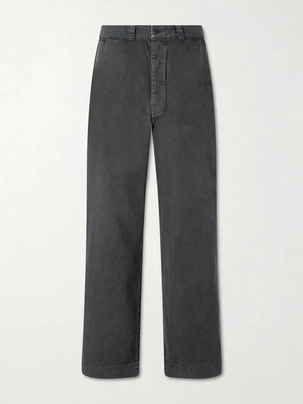 REMI RELIEF Straight-leg Cotton-twill Trousers - Black