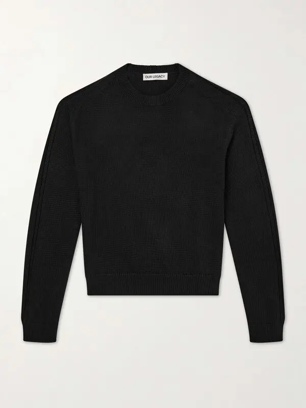 Our Legacy Knitted Cotton Crewneck Sweater - Black
