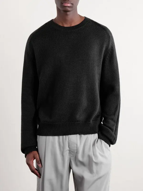 Our Legacy Knitted Cotton Crewneck Sweater - Black