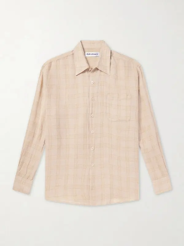 Our Legacy Above Checked Linen-gauze Shirt