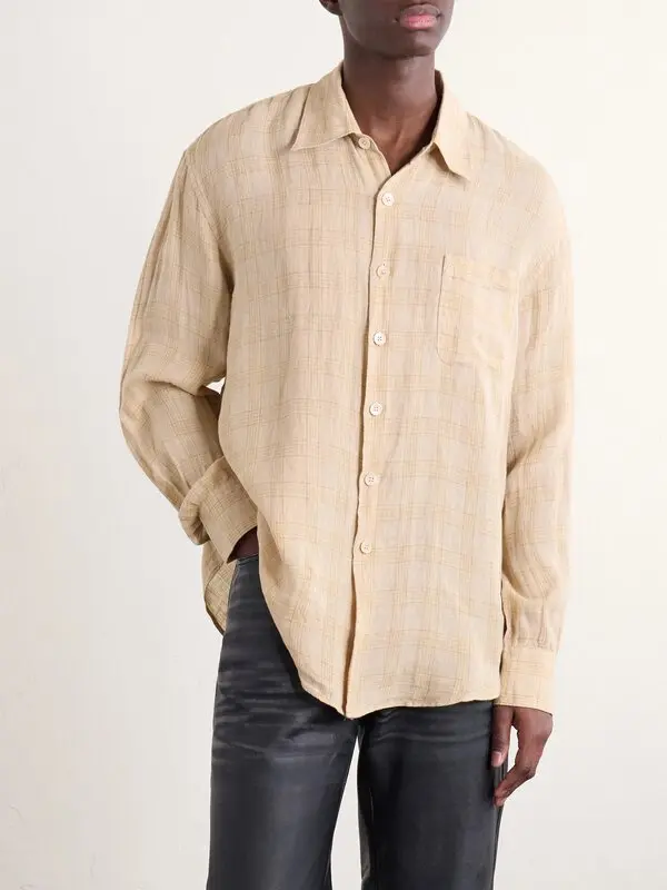 Our Legacy Above Checked Linen-gauze Shirt