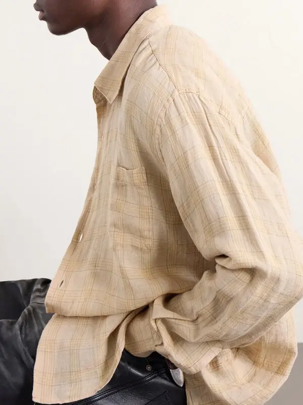 Our Legacy Above Checked Linen-gauze Shirt