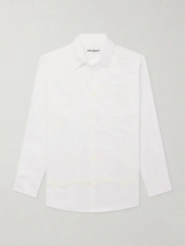 Our Legacy Vast Layered Embroidered Cotton-poplin Shirt - White