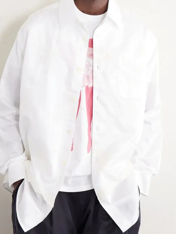 Our Legacy Vast Layered Embroidered Cotton-poplin Shirt - White
