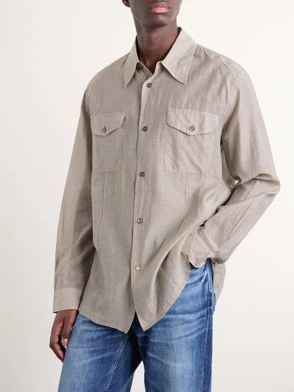 Our Legacy Plough Checked Cotton And Silk-blend Shirt
