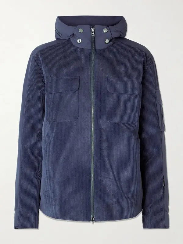 Bogner Quilted Corduroy Hooded Ski Jacket - Blue