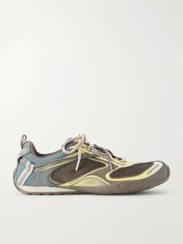 Balenciaga Radar Gradient Lines Mesh And Rubber Sneakers - Brown