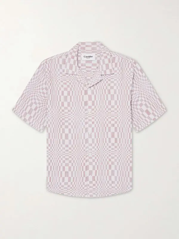 CORRIDOR High Focus Camp-collar Checked Cotton Shirt - Red