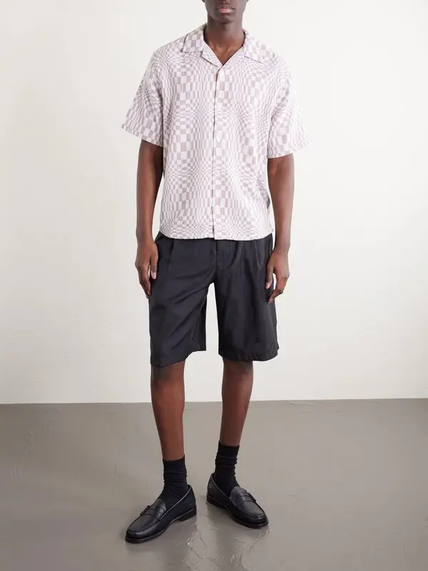 CORRIDOR High Focus Camp-collar Checked Cotton Shirt - Red