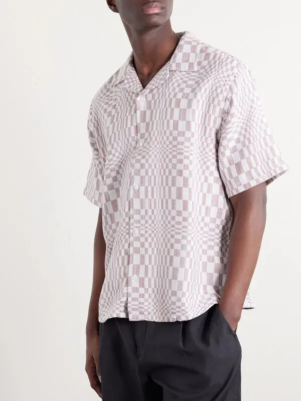 CORRIDOR High Focus Camp-collar Checked Cotton Shirt - Red