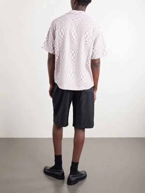 CORRIDOR High Focus Camp-collar Checked Cotton Shirt - Red