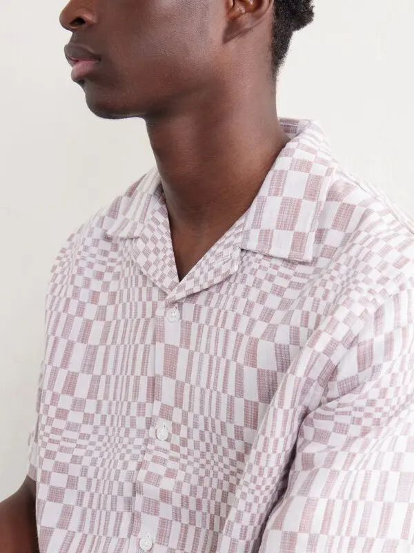 CORRIDOR High Focus Camp-collar Checked Cotton Shirt - Red
