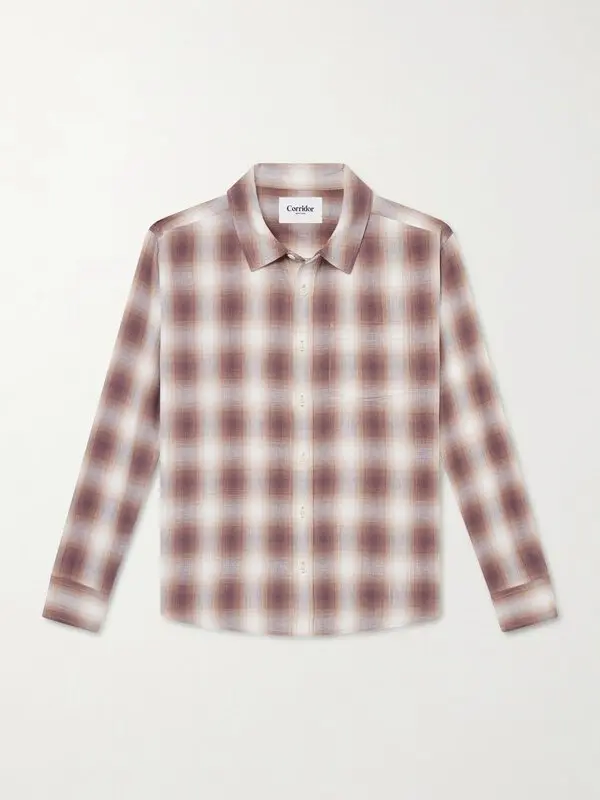 CORRIDOR Driftwood Checked Cotton Shirt