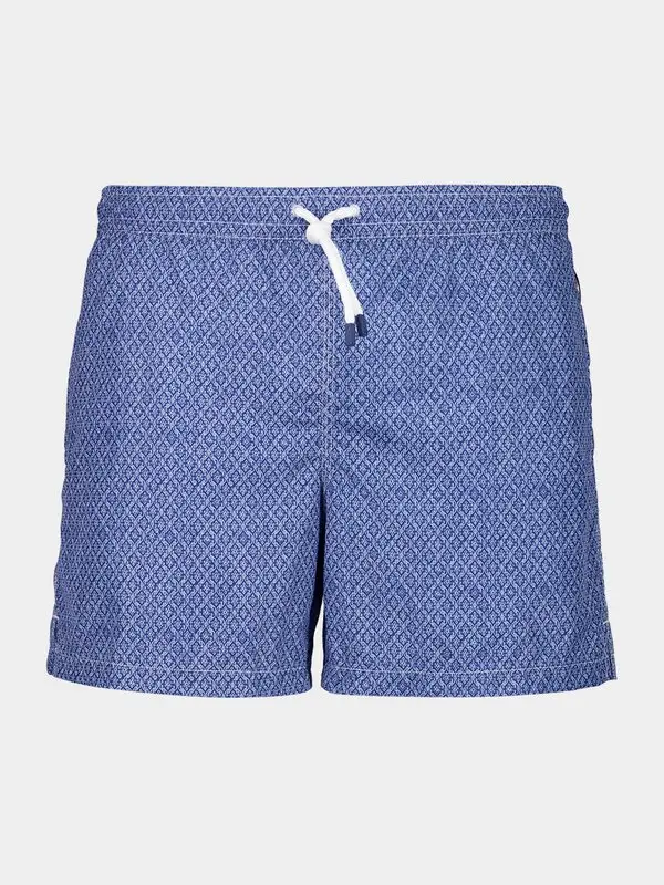 Fedeli Diamond Weave Swim Shorts - Blue