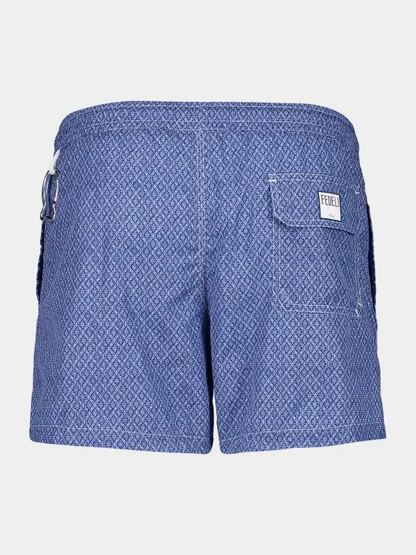 Fedeli Diamond Weave Swim Shorts - Blue